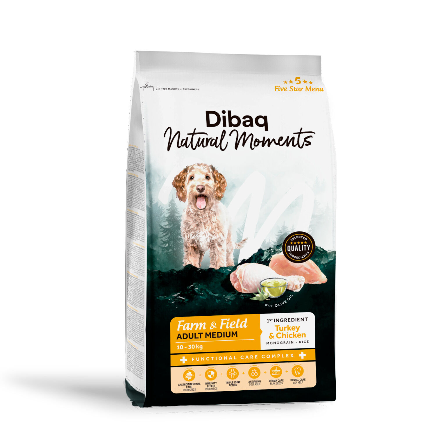 Dibaq Natural Moments 5 Star Pavo y Pollo Adulto razas medianas