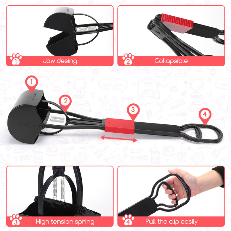 Nobleza recogedor cacas Perros, Plegable de 66 cm de Largo para Quitar ...