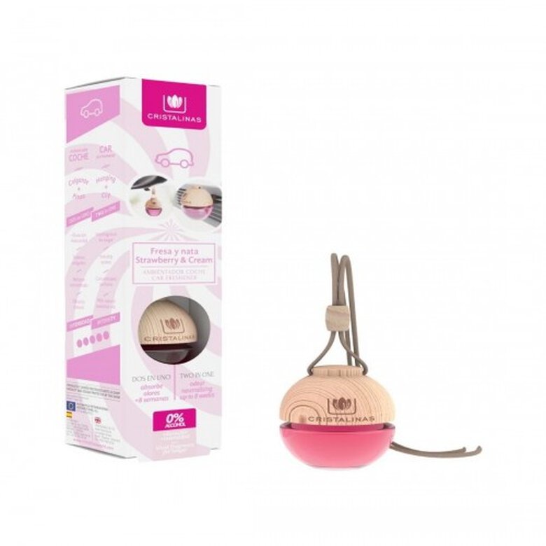 Cristalinas ambientador absorbe olores fresa y nata para coches | Tiendanimal