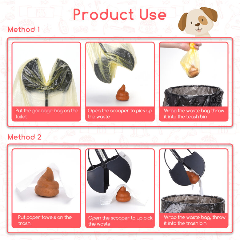 Nobleza recogedor cacas Perros, Plegable de 66 cm de Largo para Quitar ...