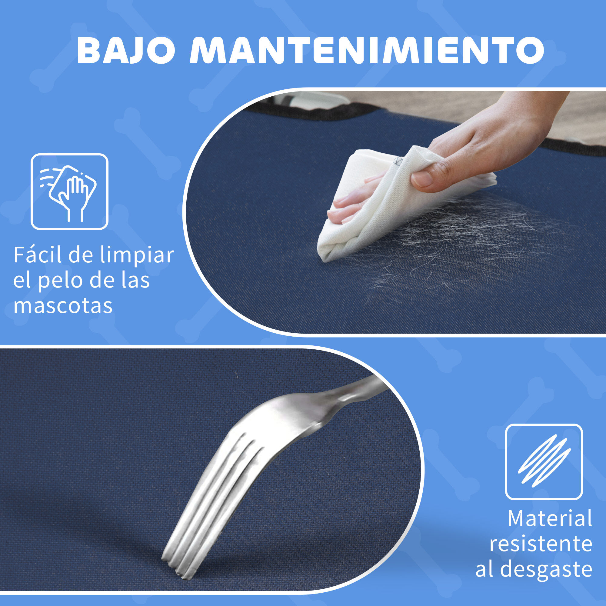 PawHut Cama Elevada Perros Azul