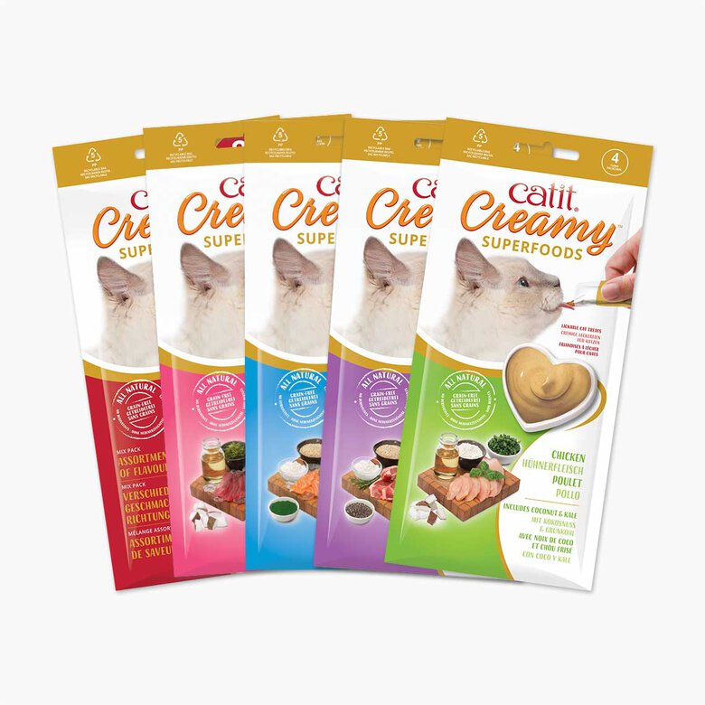 Snack liquido para gato Catit creamy con superalimentos atún con Coco y ...