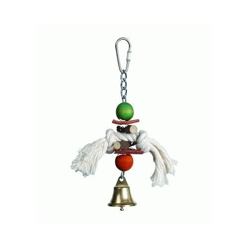 Spucky Juguete Colgante de Madera y Cuero para pájaros